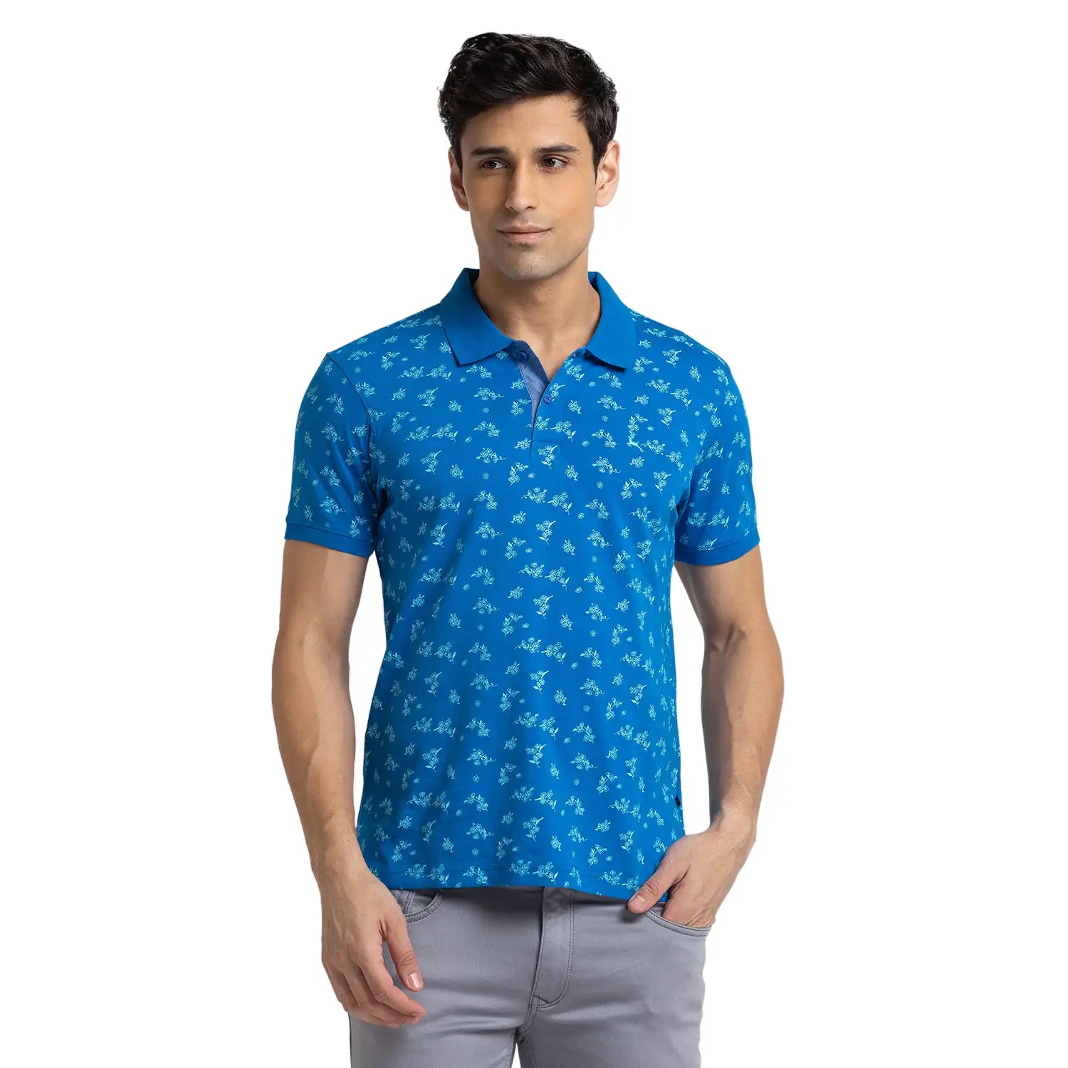 Men Regular Fit Blue Polo – MyRaymond