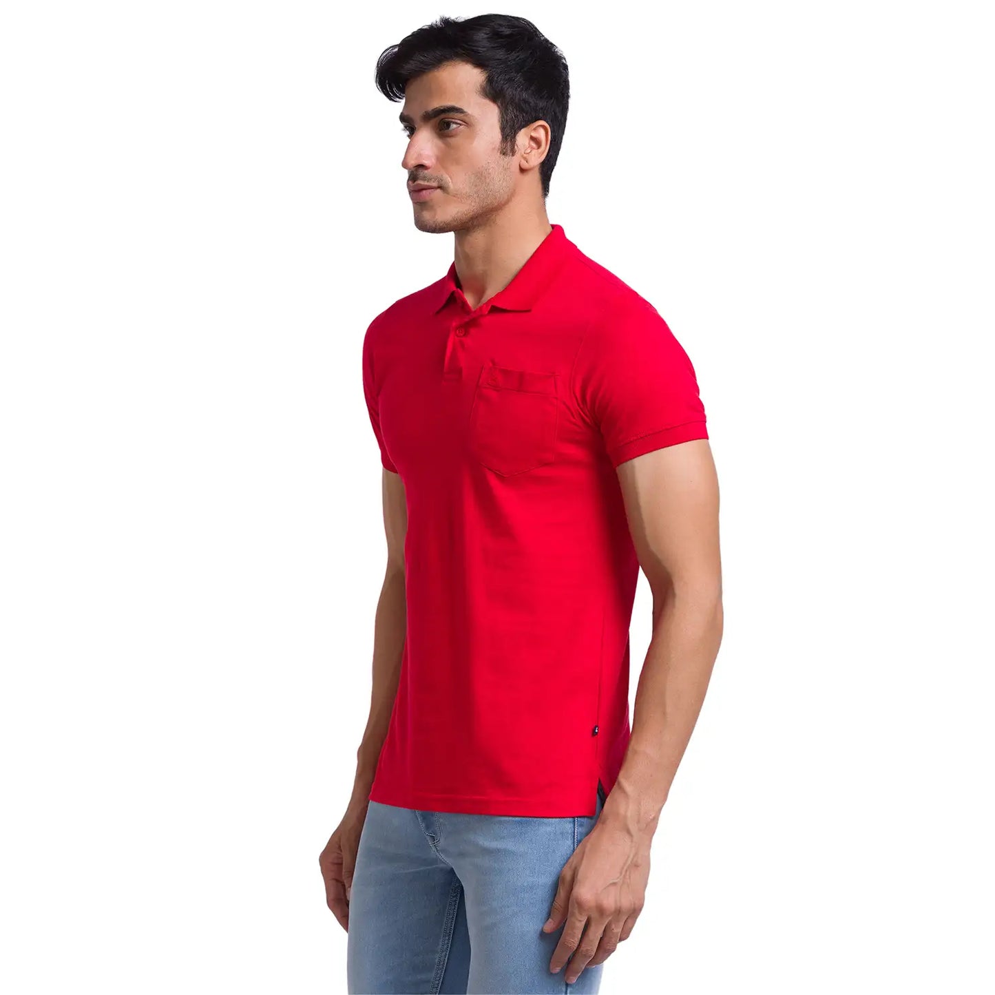 Men Multi-Colour Regular Fit Solid Cotton Round Neck Collar Polo T-Shi ...