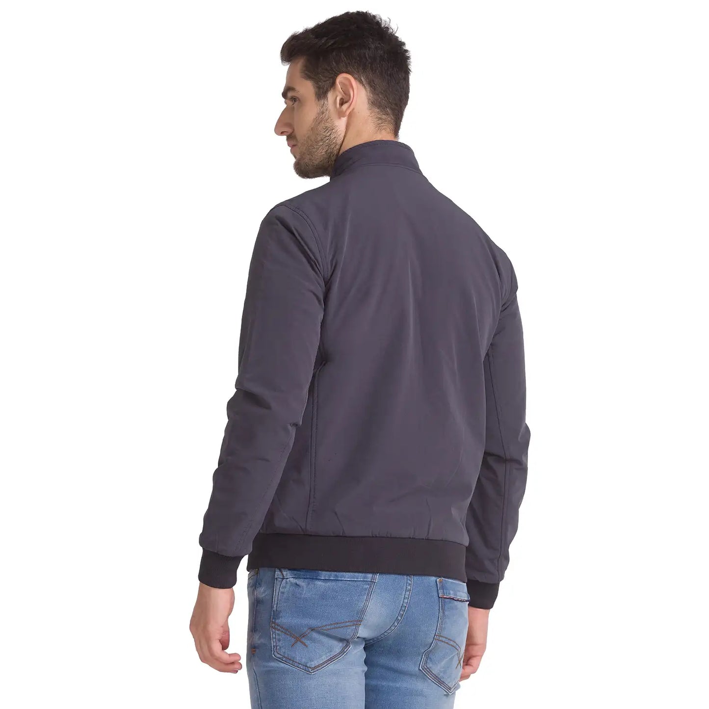 Men Grey Solid Polyester Full Sleeve Jackets – MyRaymond