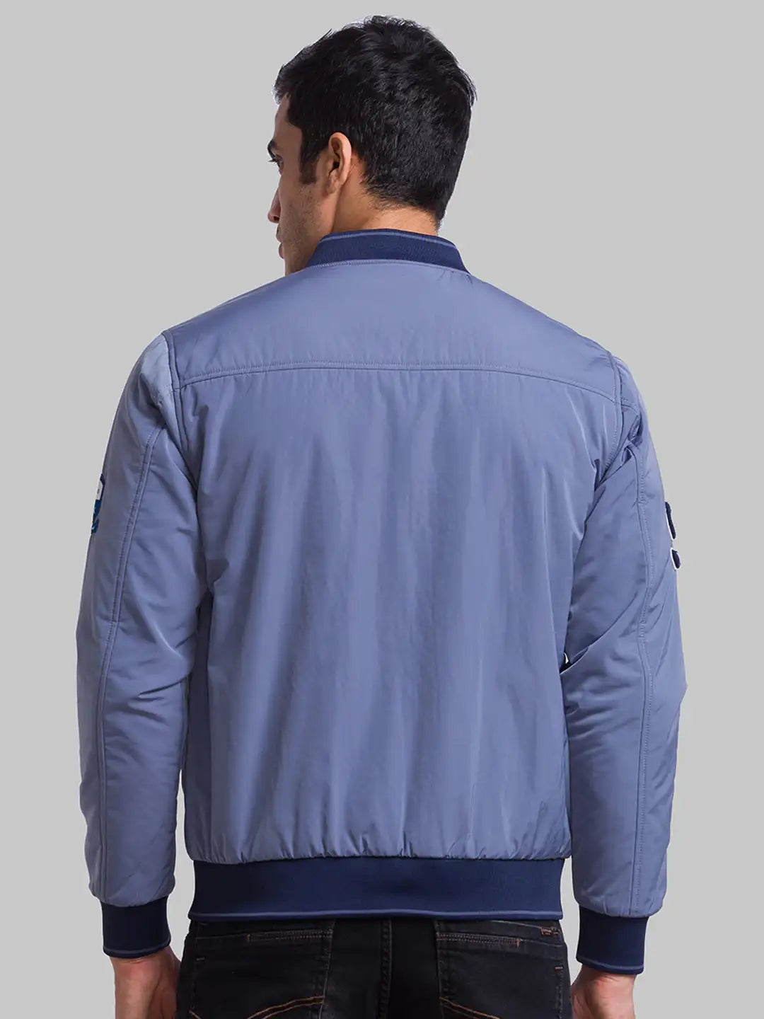 Men Blue Solid Polyester Full Sleeve Jackets – MyRaymond