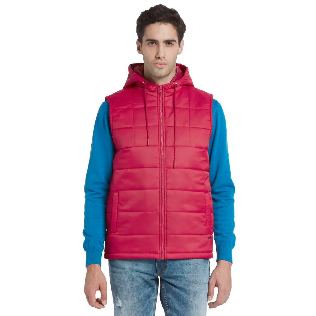 Men Red Solid Polyester Sleeveless Jackets – MyRaymond