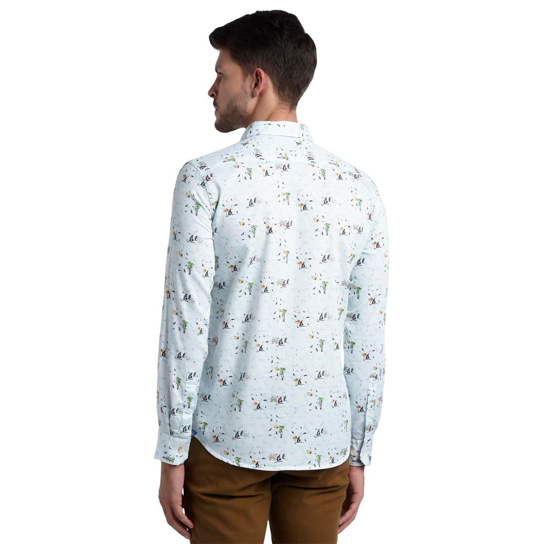 Parx Men Blue Print Slim Fit Cotton Full Sleeve Shirt – MyRaymond