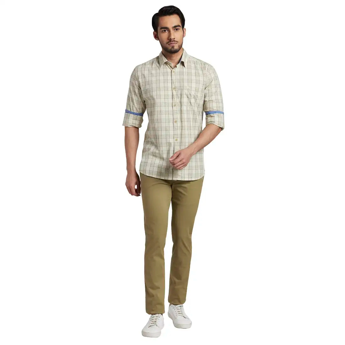 Men Fawn Slim Fit Checks Viscose Blend Full Sleeve Shirts – MyRaymond