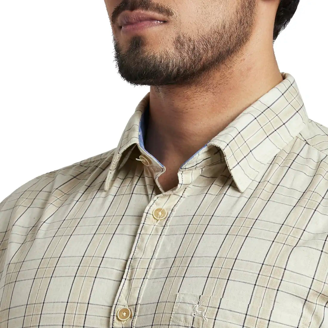 Men Fawn Slim Fit Checks Viscose Blend Full Sleeve Shirts – MyRaymond