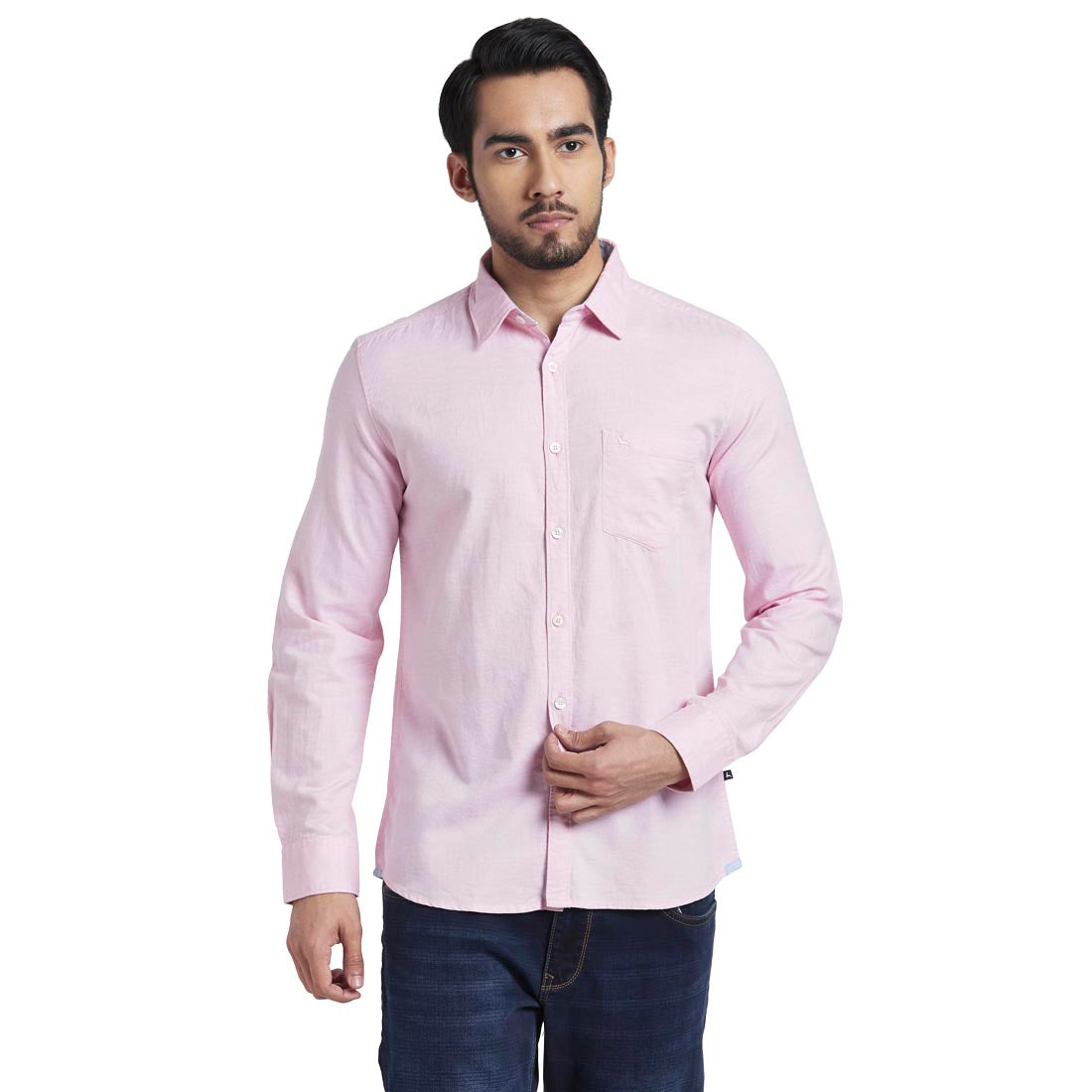 Parx Men Pink Weft Chambray Slim Fit Cotton Blend Casual Shirt – MyRaymond