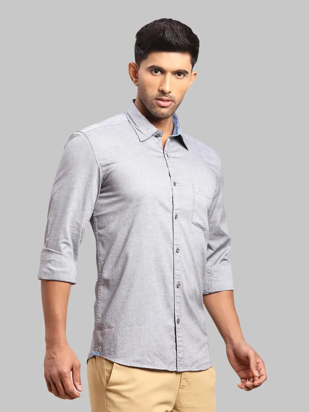 Parx Men Black Solid Slim Fit Cotton Full Sleeve Cutaway Collar Shirt – MyRaymond