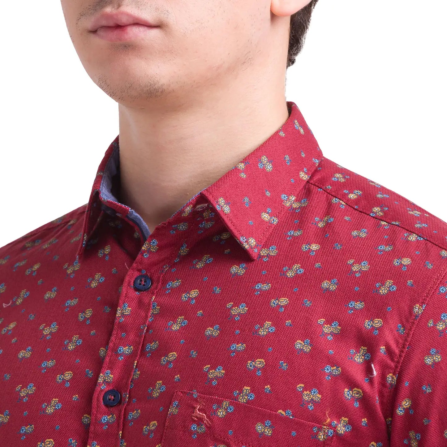 Men Red Slim Fit Print Cotton Full Sleeve Shirts – MyRaymond