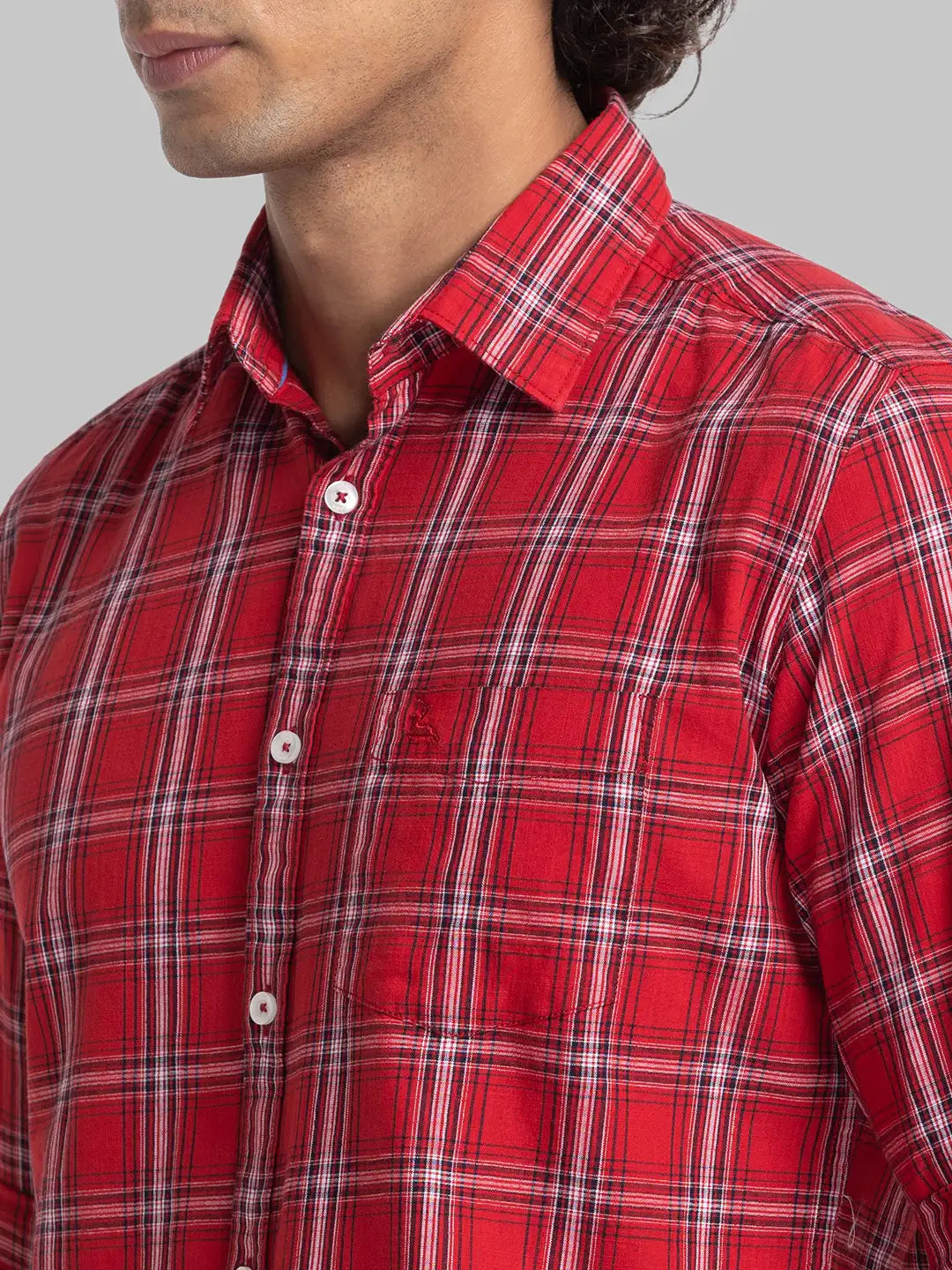 Parx Men Red Checks Slim Fit Cotton Full Sleeve Shirt – MyRaymond